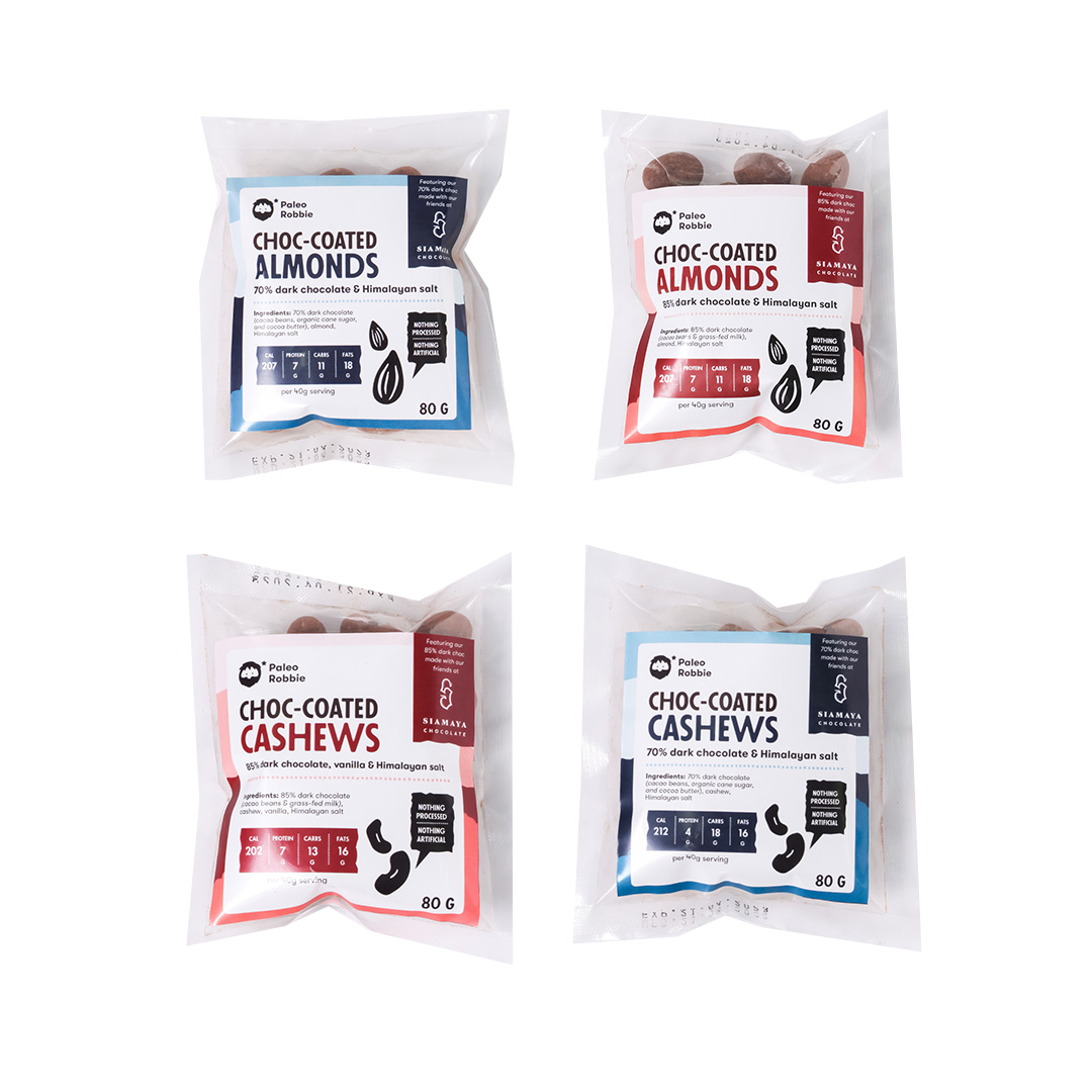 Dark chocolate coated nuts sampler