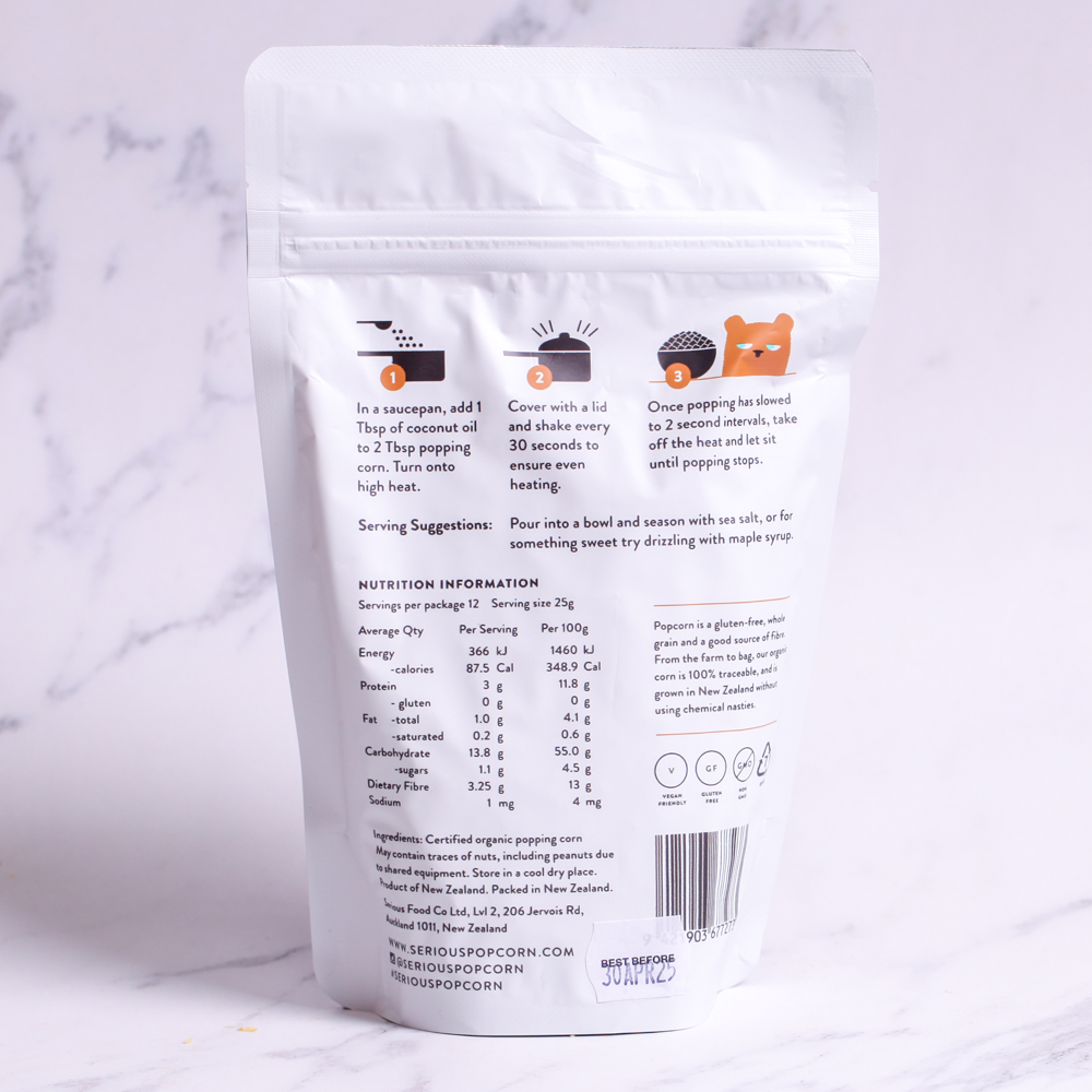 Organic Popping Corn - Serious Food Co