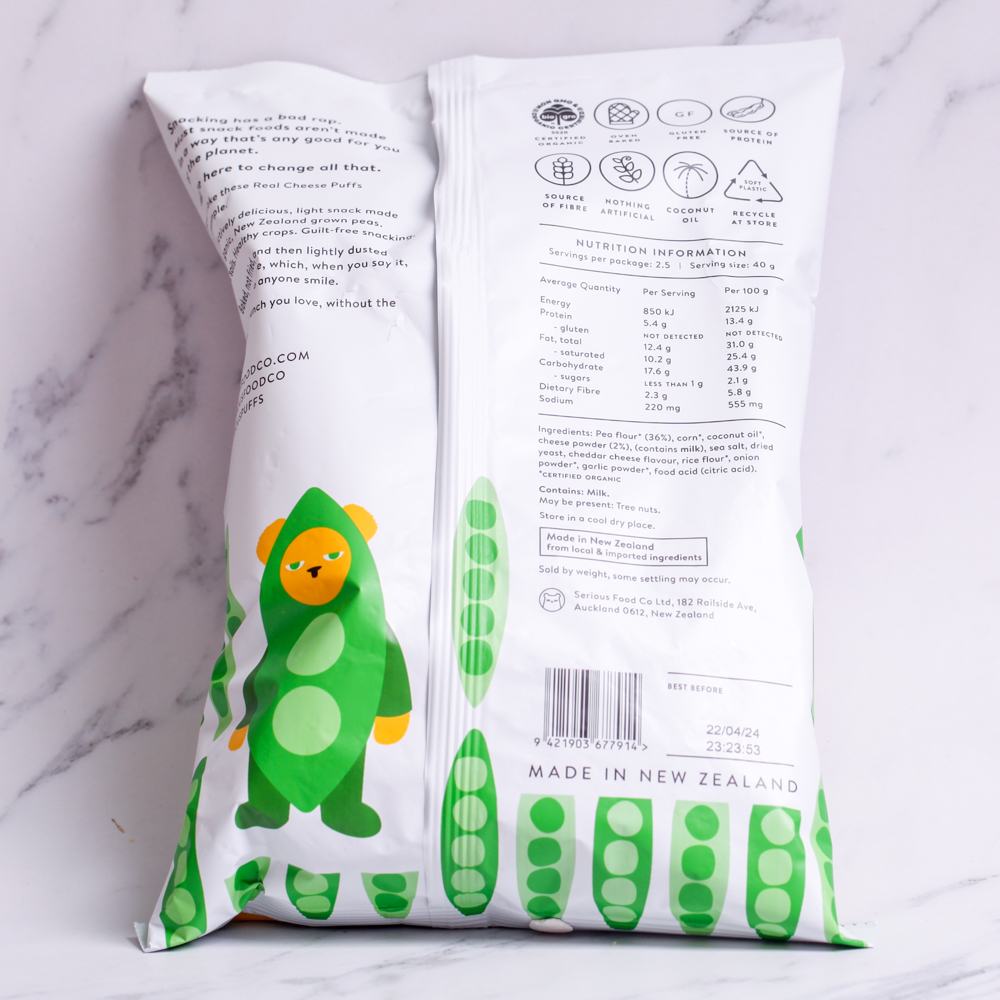 Organic Pea Puffs, Tasty Cheese - Serious Food Co*