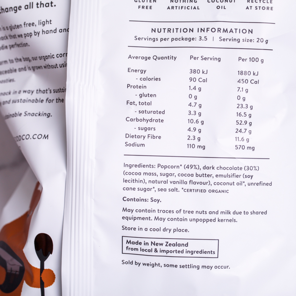 Organic Popcorn, Dark Chocolate Drizzle - Serious Food Co