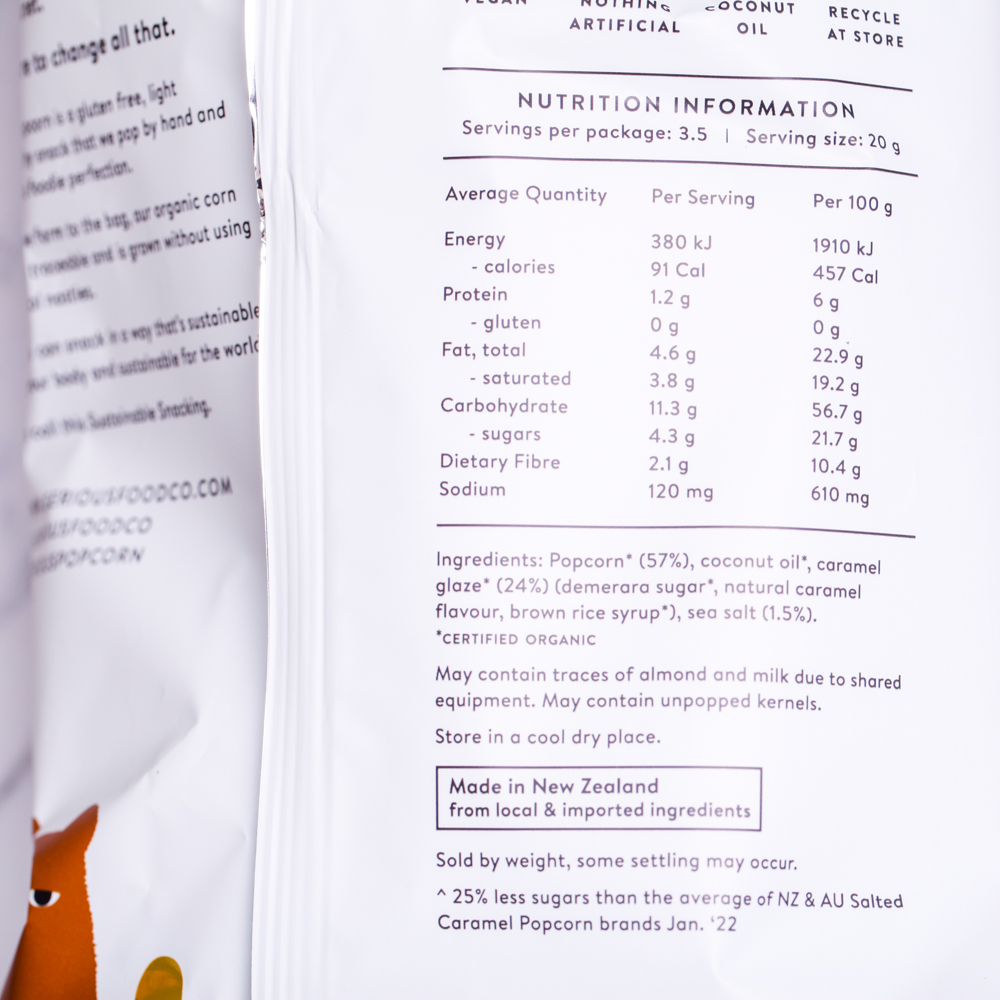 Organic Popcorn, Salted Caramel - Serious Food Co