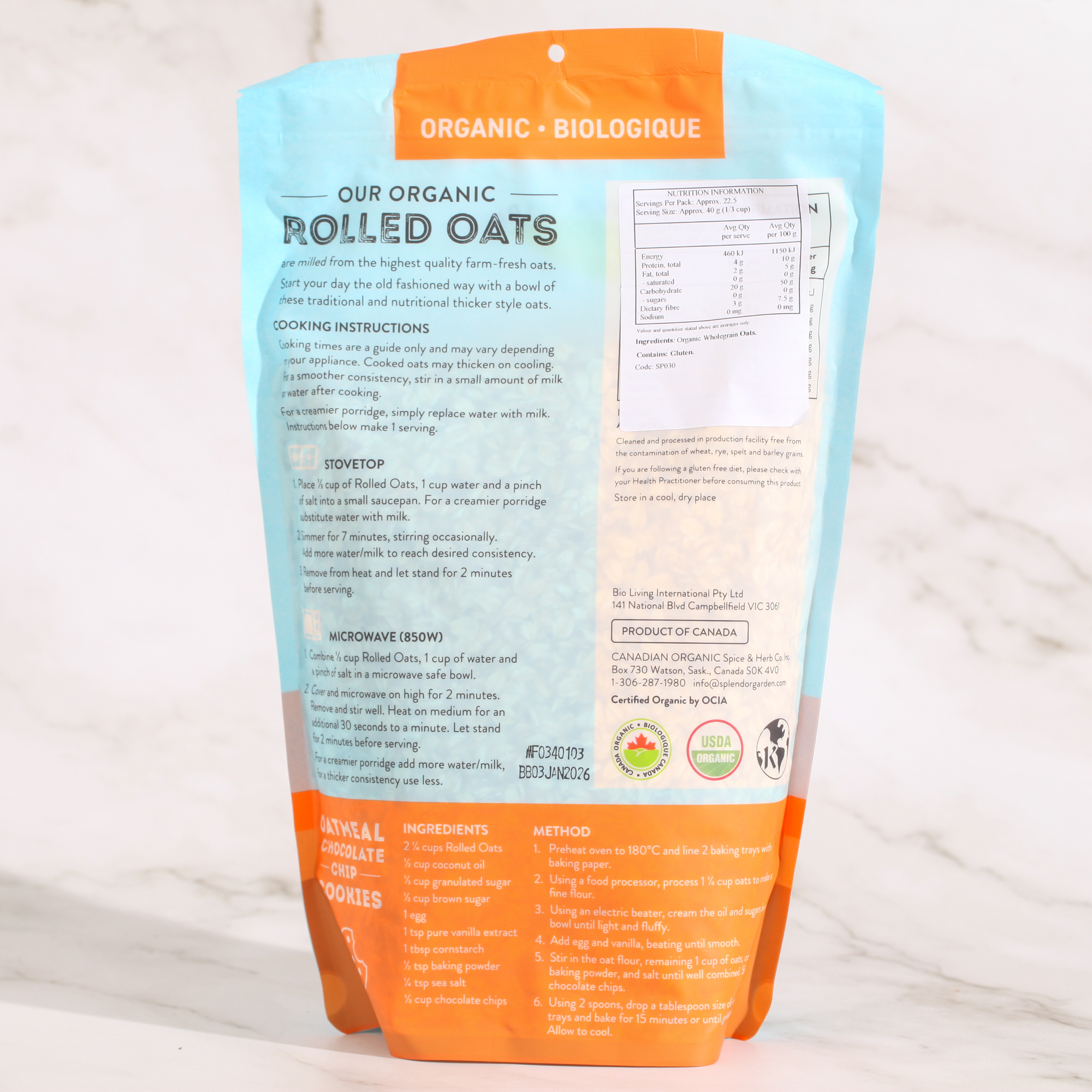 Organic Thick Rolled Oats - Splendor Garden